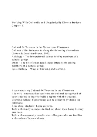 Working With Culturally and Linguistically Diverse StudentsCha.docx