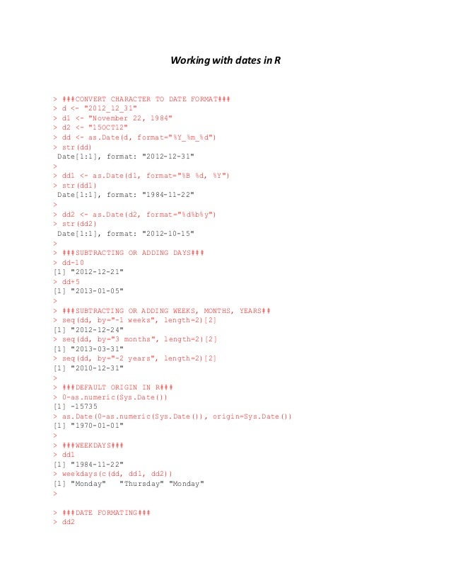 Working with dates in R