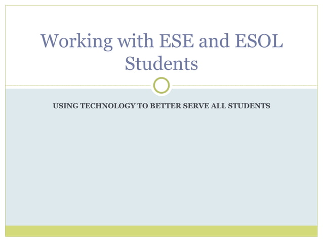Working With Ese And Esol Students | PPT | Special Education | Education