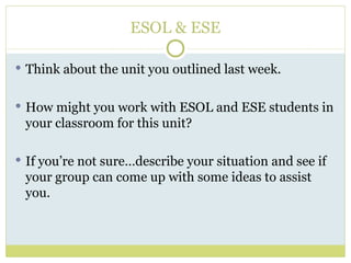 Working With Ese And Esol Students | PPT