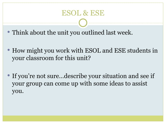 Working With Ese And Esol Students | PPT | Special Education | Education