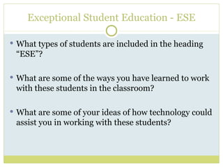 Working With Ese And Esol Students | PPT