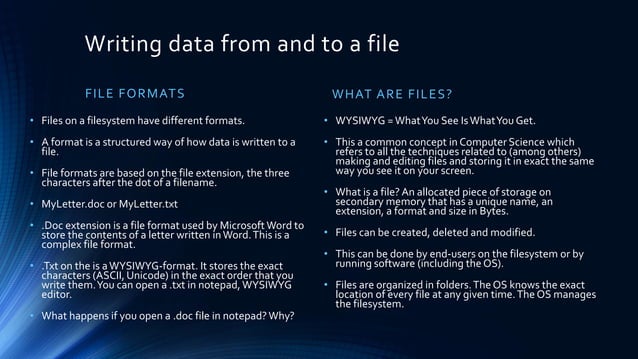 Working with files (concepts/pseudocode/python) | PDF | Operating Systems | Computer Software ...