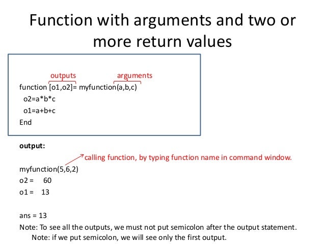 Working with functions in matlab
