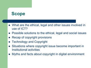 Working with ict ethical social and legal issues | PPTX