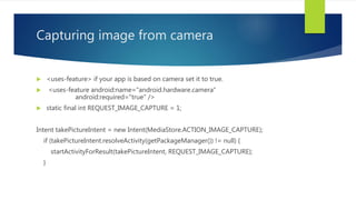 Uploading images using camera and gallery in android | PPT
