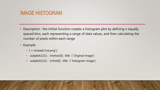 Working with images in matlab graphics | PPT