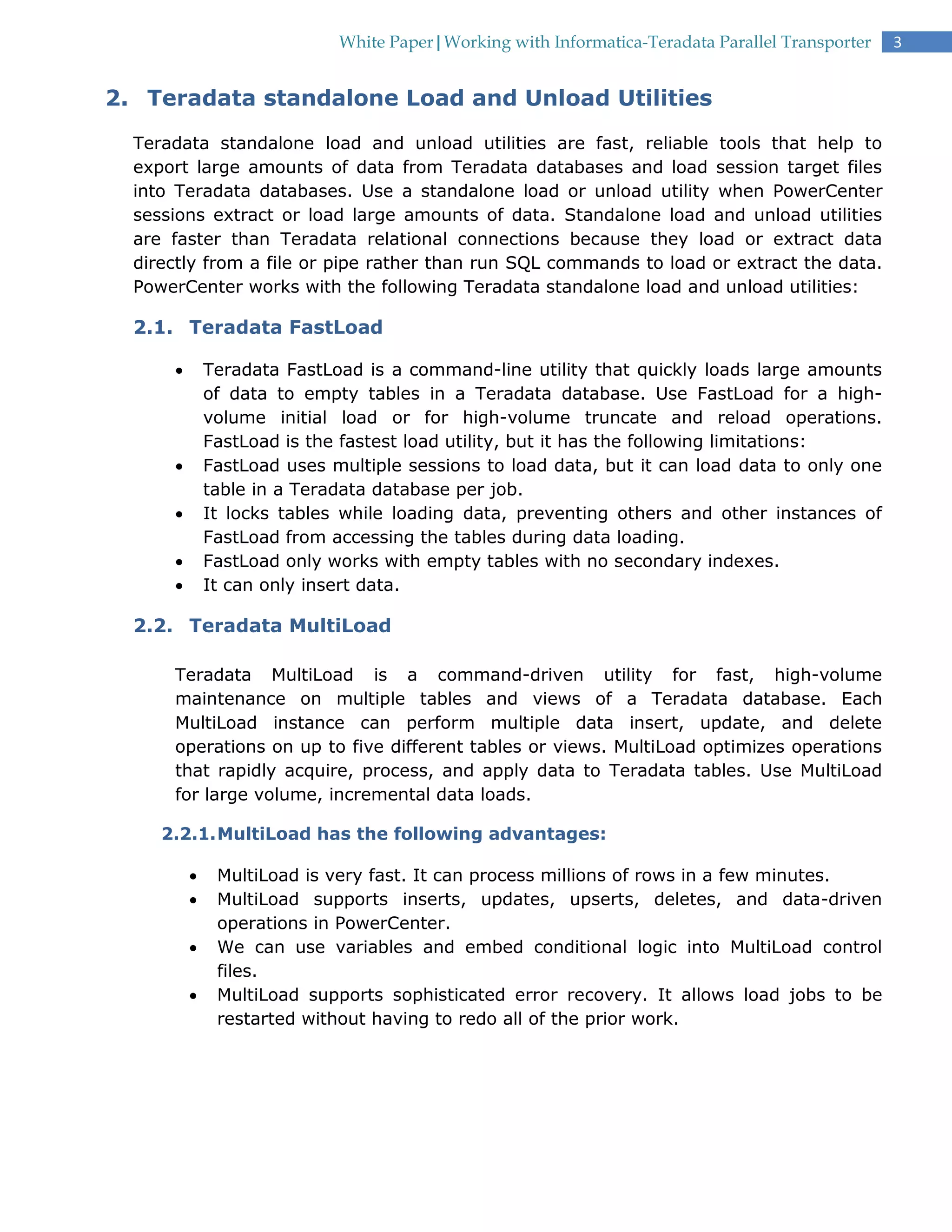 Working with informtiaca teradata parallel transporter | PDF