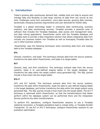 Working with informtiaca teradata parallel transporter | PDF