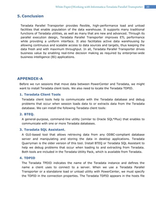 Working with informtiaca teradata parallel transporter | PDF