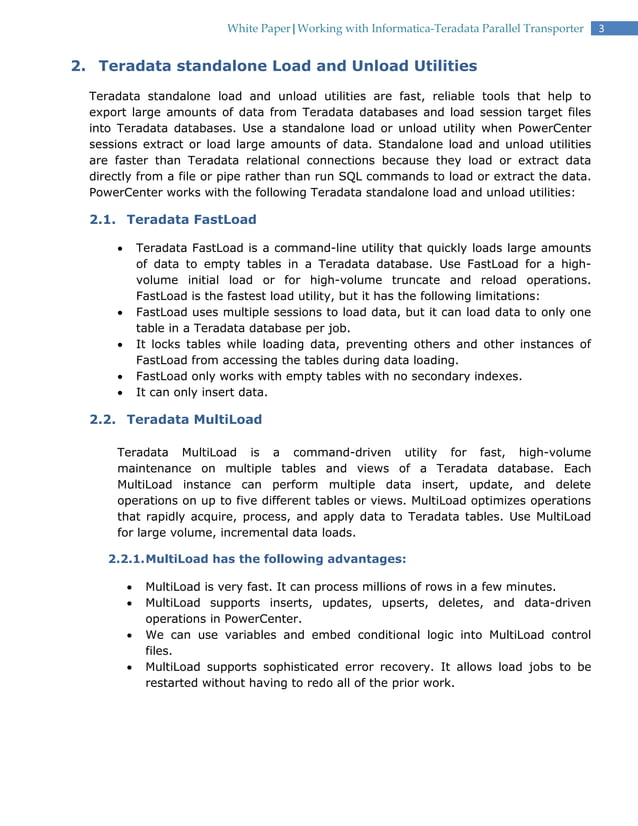 Working with informtiaca teradata parallel transporter | PDF | Databases | Computer Software and ...