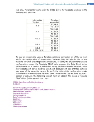Working with informtiaca teradata parallel transporter | PDF
