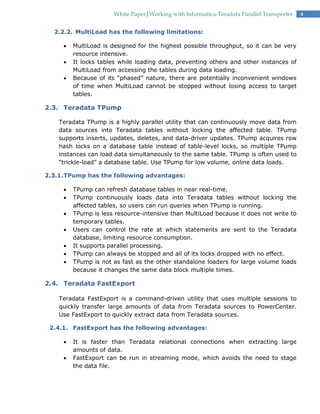 Working with informtiaca teradata parallel transporter | PDF