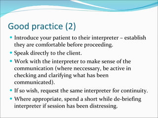 Working with interpreters in healthcare settings | PPT