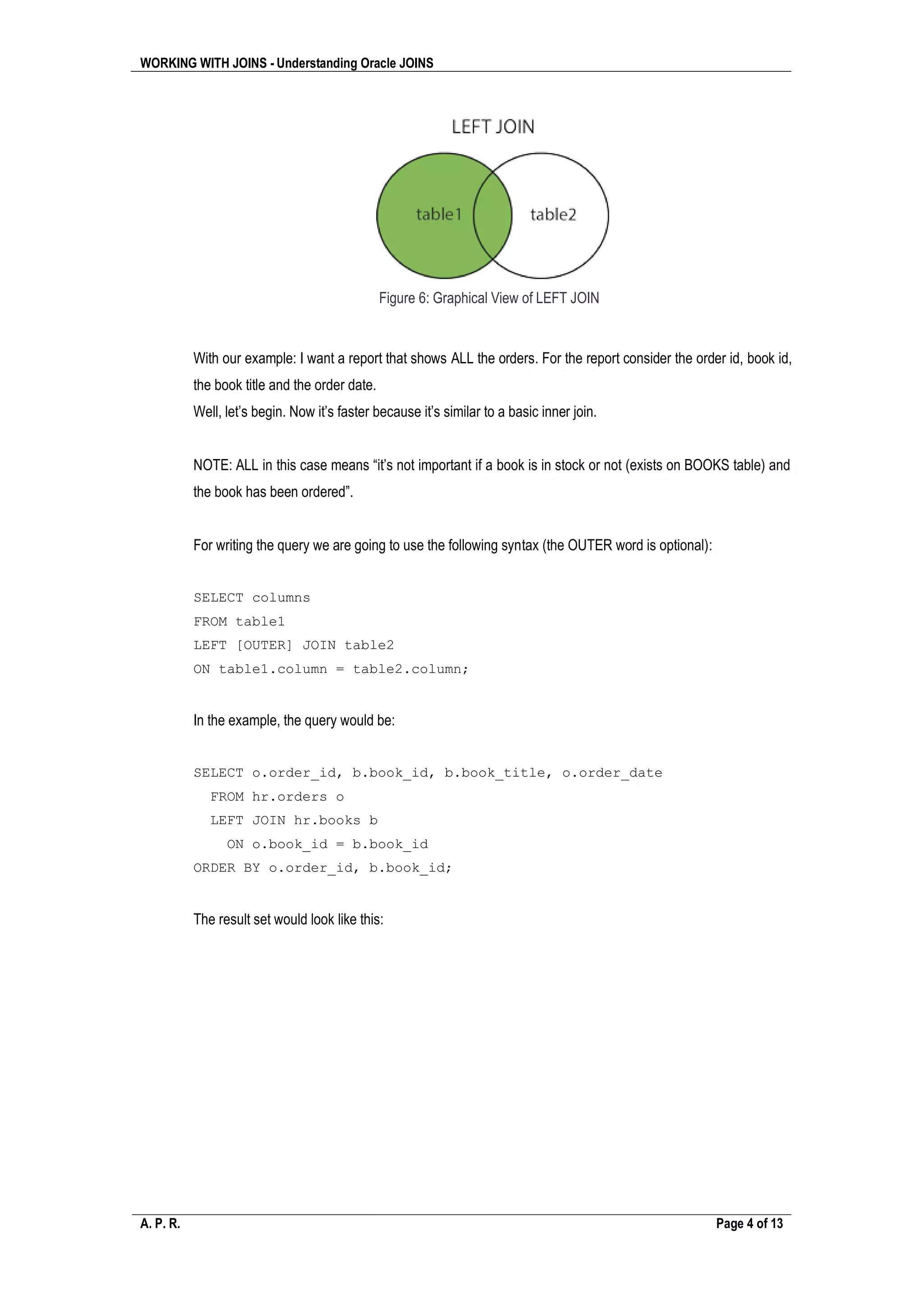 Working with Joins - Understanding Oracle Joins | PDF