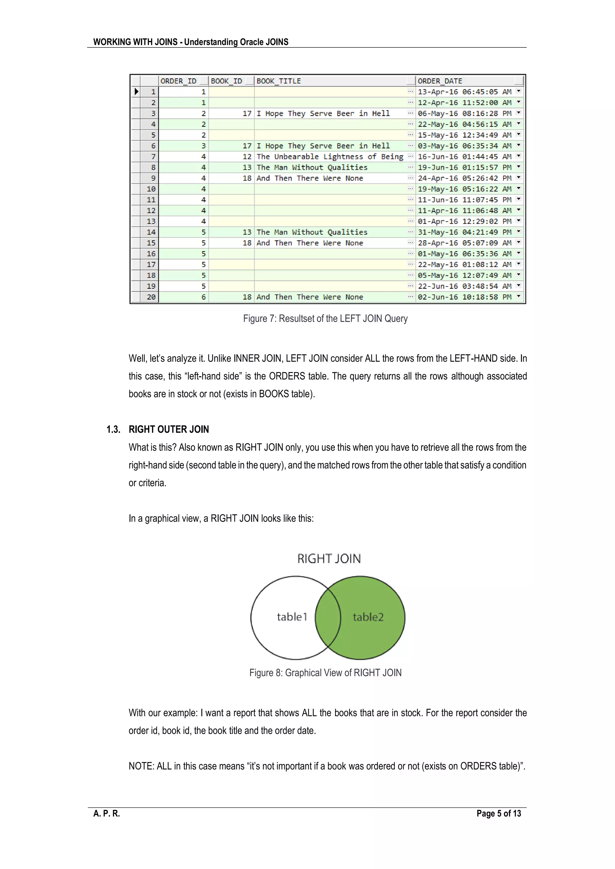 Working with Joins - Understanding Oracle Joins | PDF