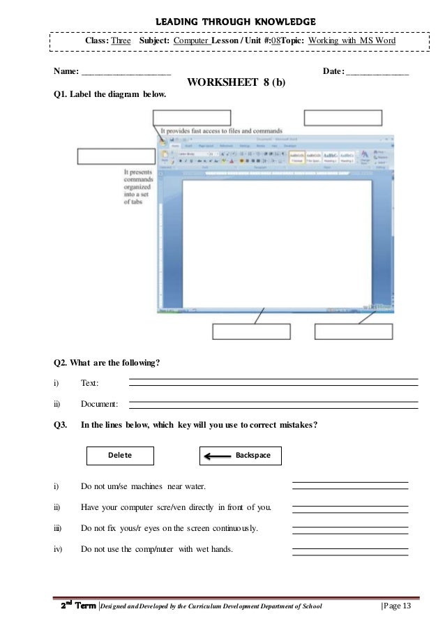 Working with MS word