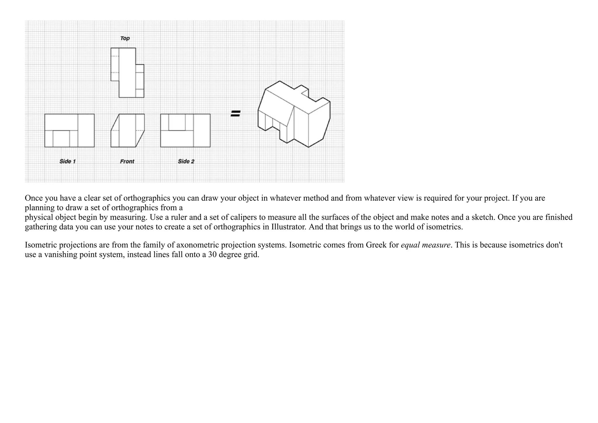 Working with orthographic projections and basic isometrics | PDF