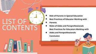 Working with Parents, Aides, and Paraprofessionals in Special Education ...