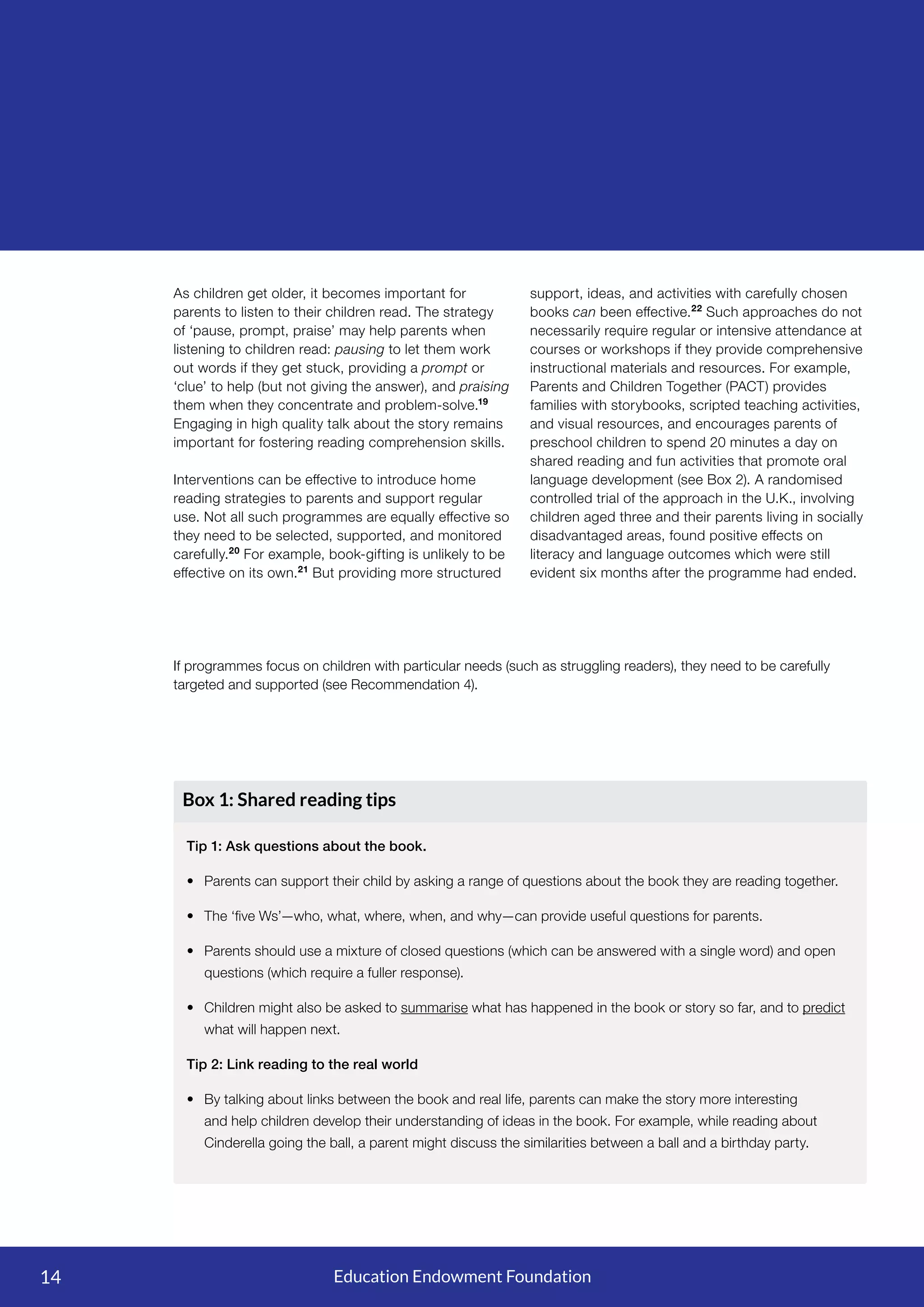 Working with parents to support learning | PDF