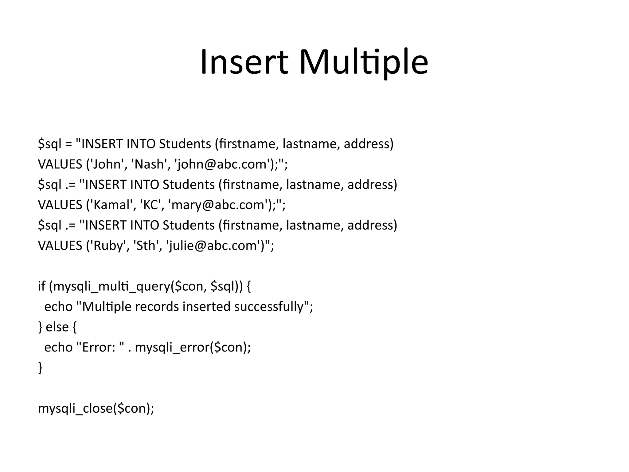 Basics Of Working With Php And Mysqlpptx