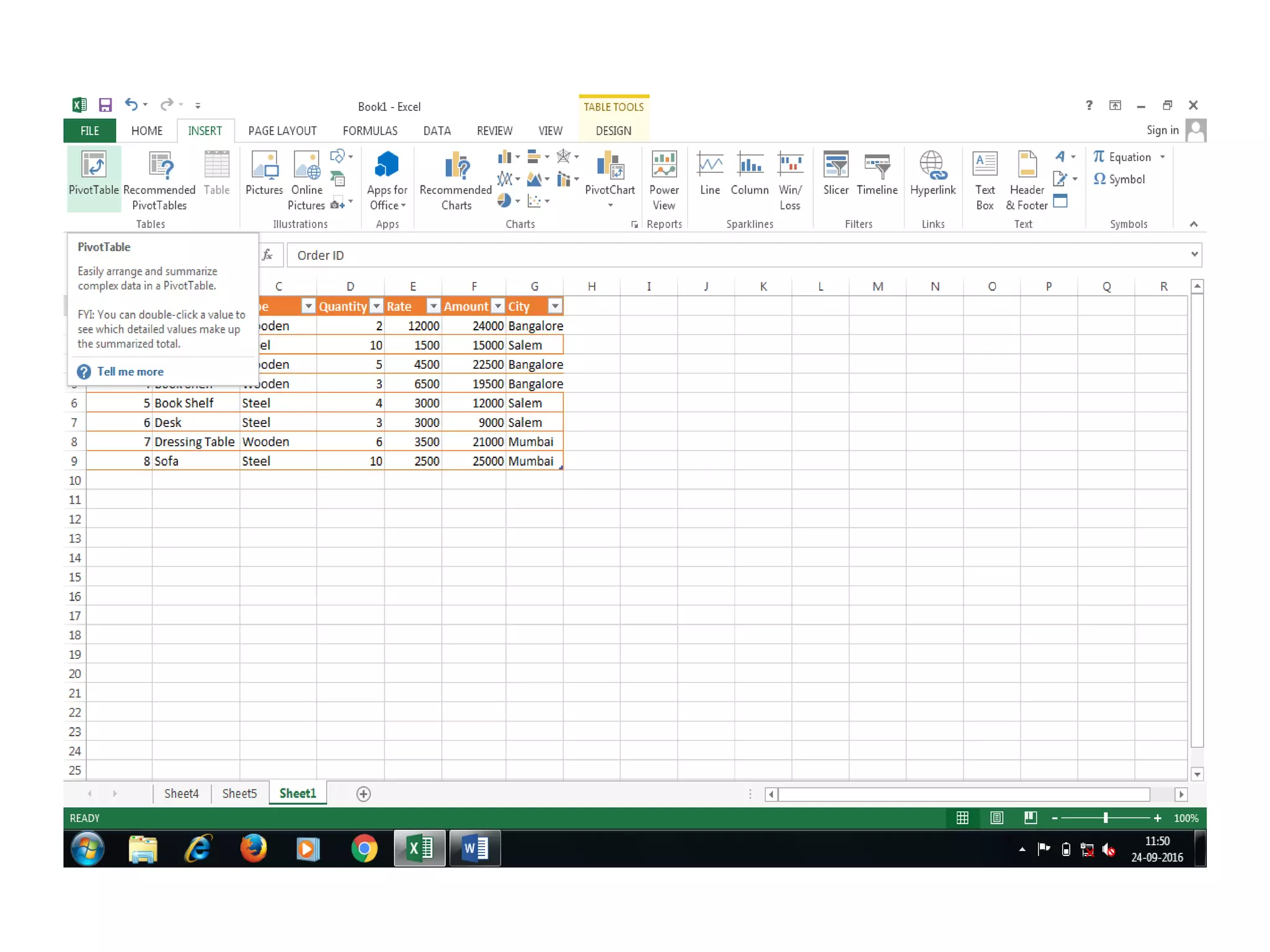 MS-Excel Working with Pivot Table | PPTX