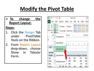 MS-Excel Working with Pivot Table | PPTX