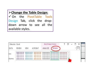 MS-Excel Working with Pivot Table | PPTX