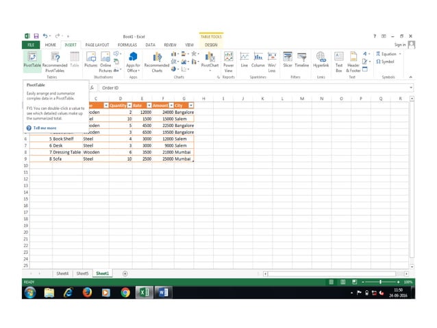 MS-Excel Working with Pivot Table | PPT