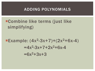Working with polynomials | PPTX