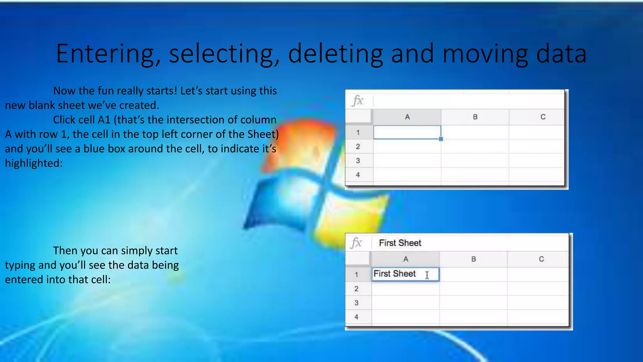 Working with spreadsheets using google sheets | PPT