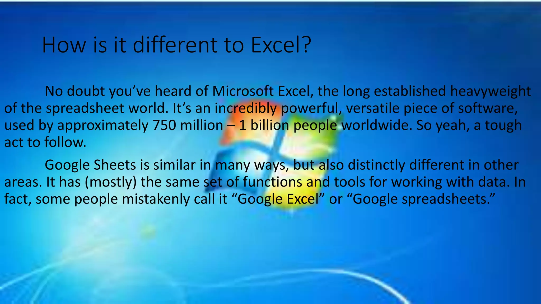 Working with spreadsheets using google sheets | PPT