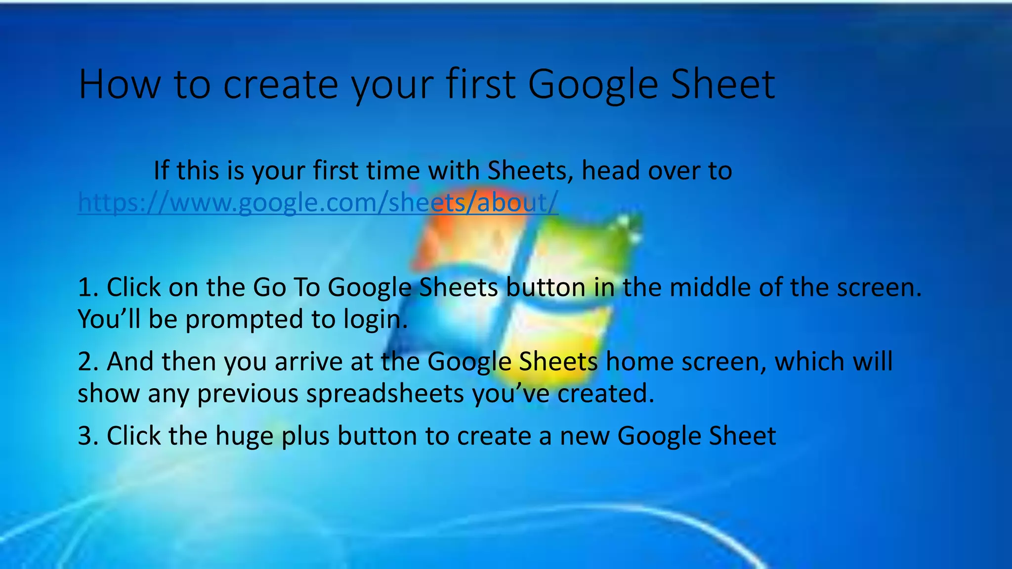 Working with spreadsheets using google sheets | PPT