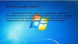Working with spreadsheets using google sheets | PPT