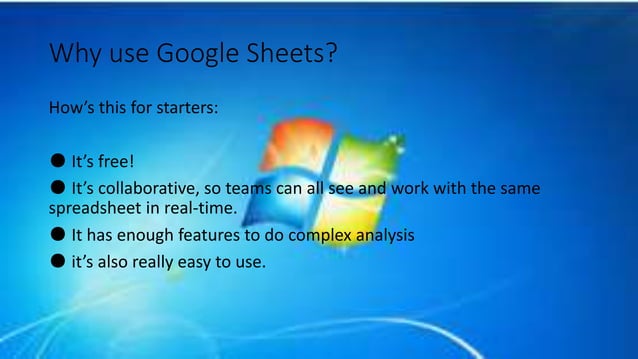 Working with spreadsheets using google sheets | PPT