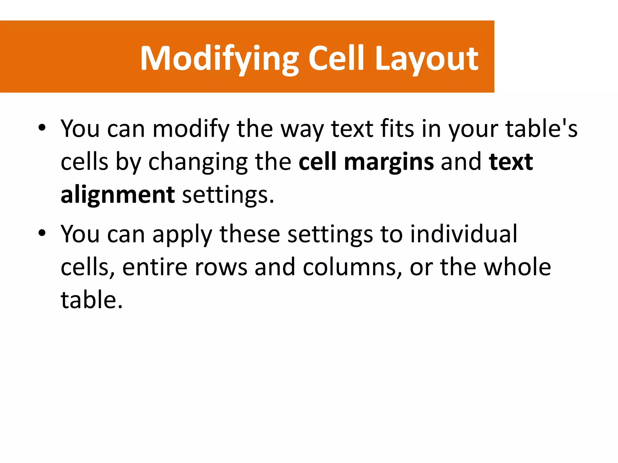 Working With Tables Pptx Desktop Publishing Computer Software And Applications