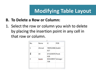 Working with tables | PPTX | Desktop Publishing | Computer Software and ...