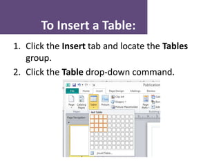 Working with tables | PPTX | Desktop Publishing | Computer Software and ...
