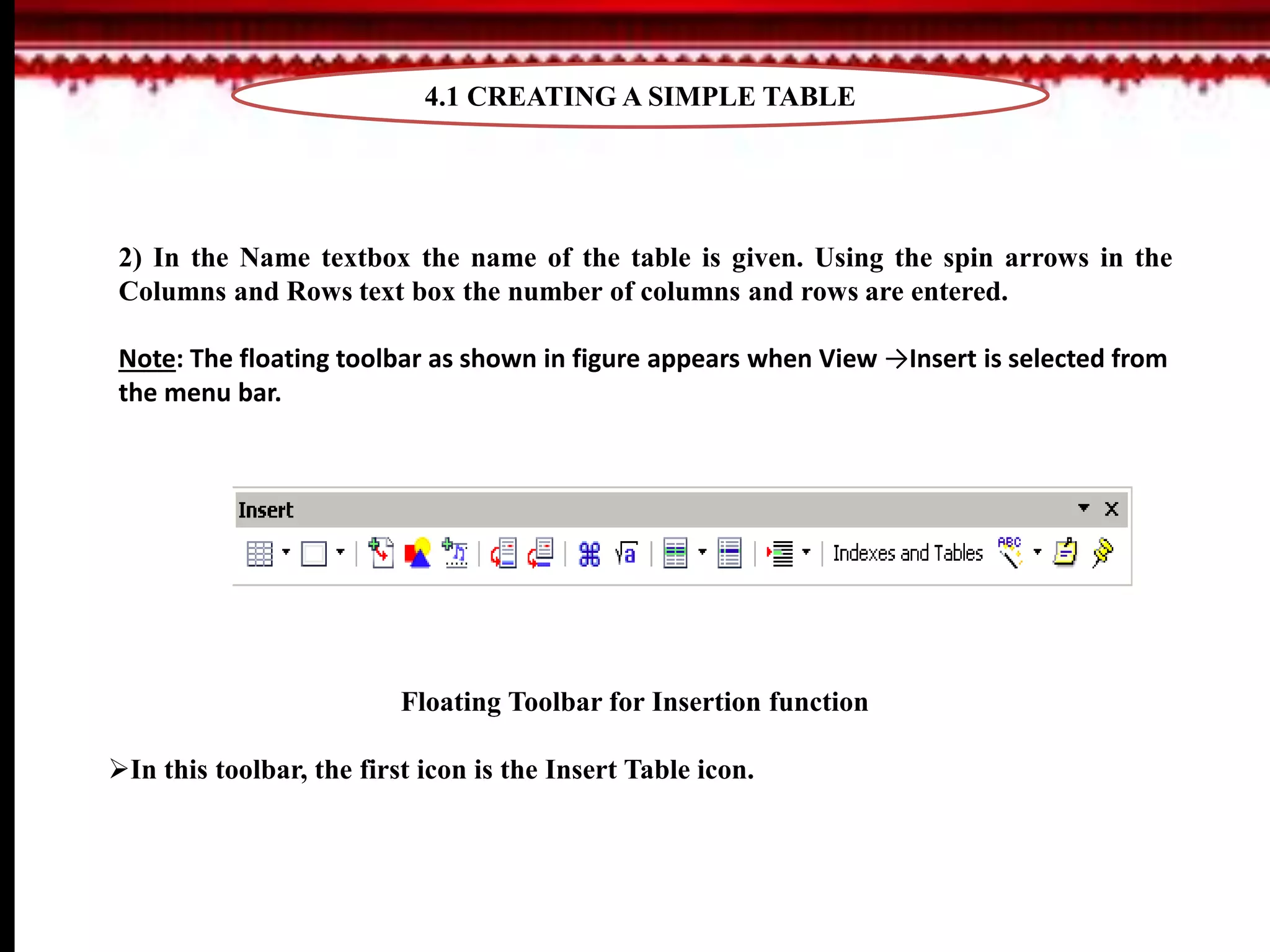 Creating a Simple Table - R.D.Sivakumar | PPT