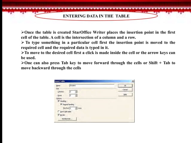 Entering Data in the table - R.D.Sivakumar | PPT