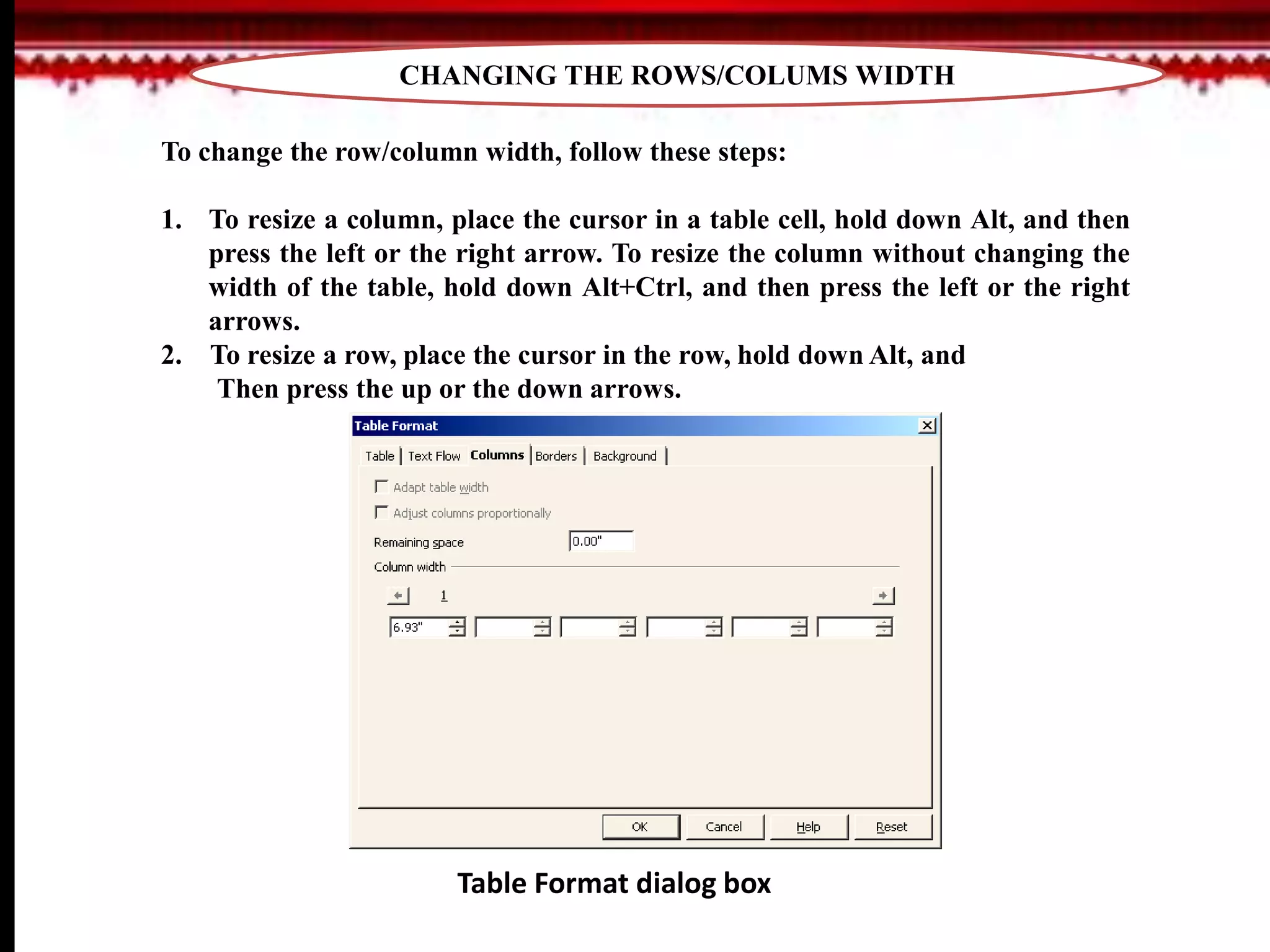 Working with Tables - R.D.Sivakumar | PPT