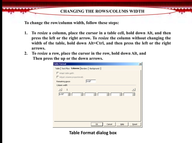Working with Tables - R.D.Sivakumar | PPT
