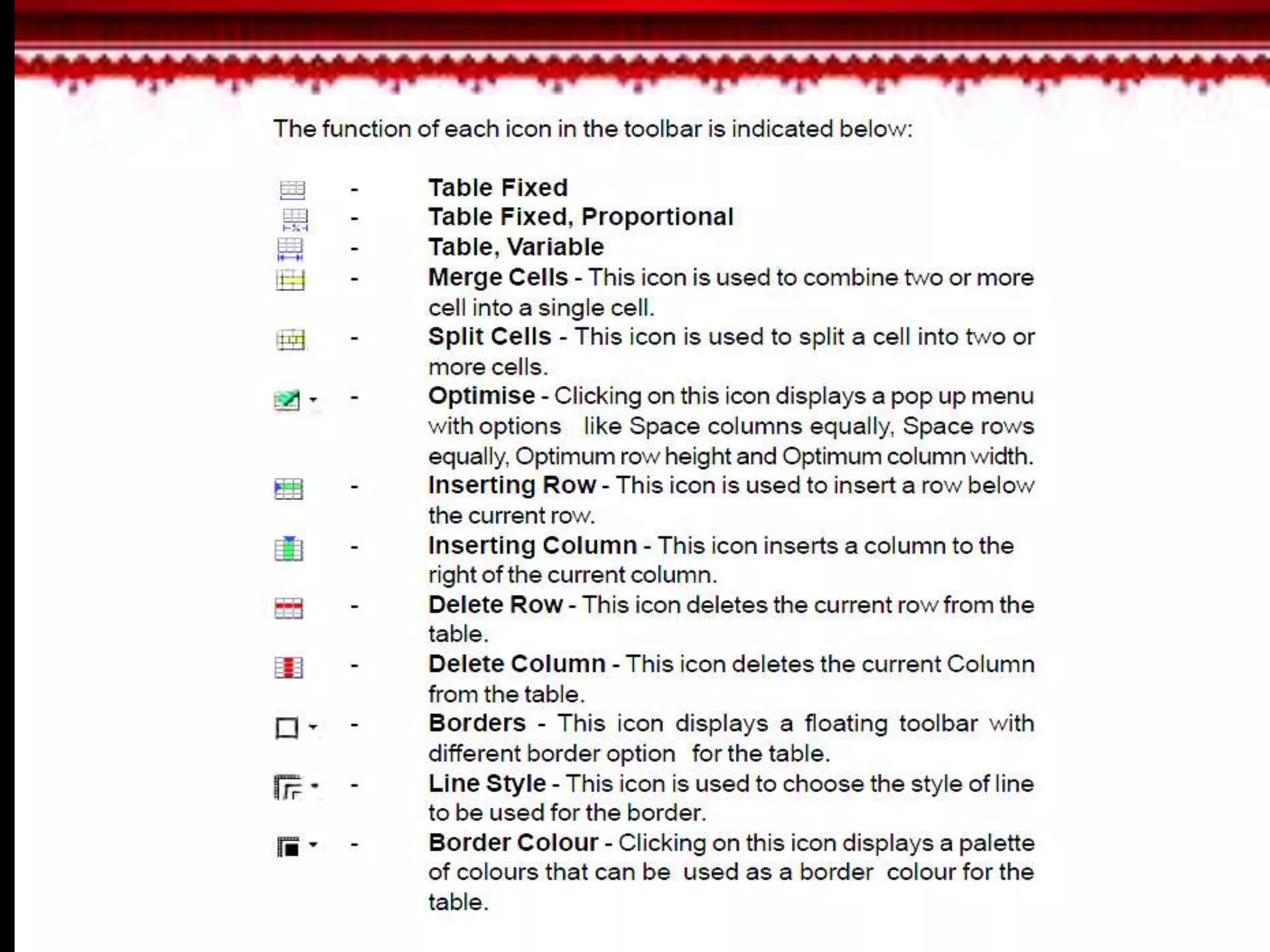 Table Formatting Toolbar - R.D.Sivakumar | PPTX