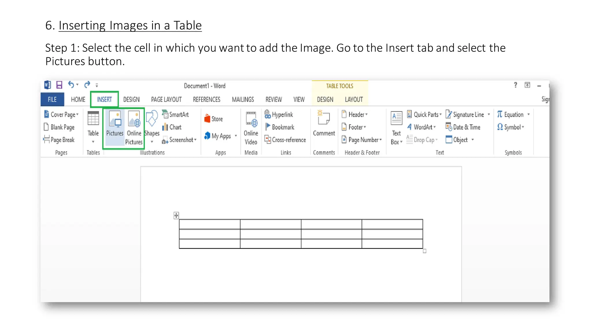 Working With Tables In Ms Word Presentationpdf
