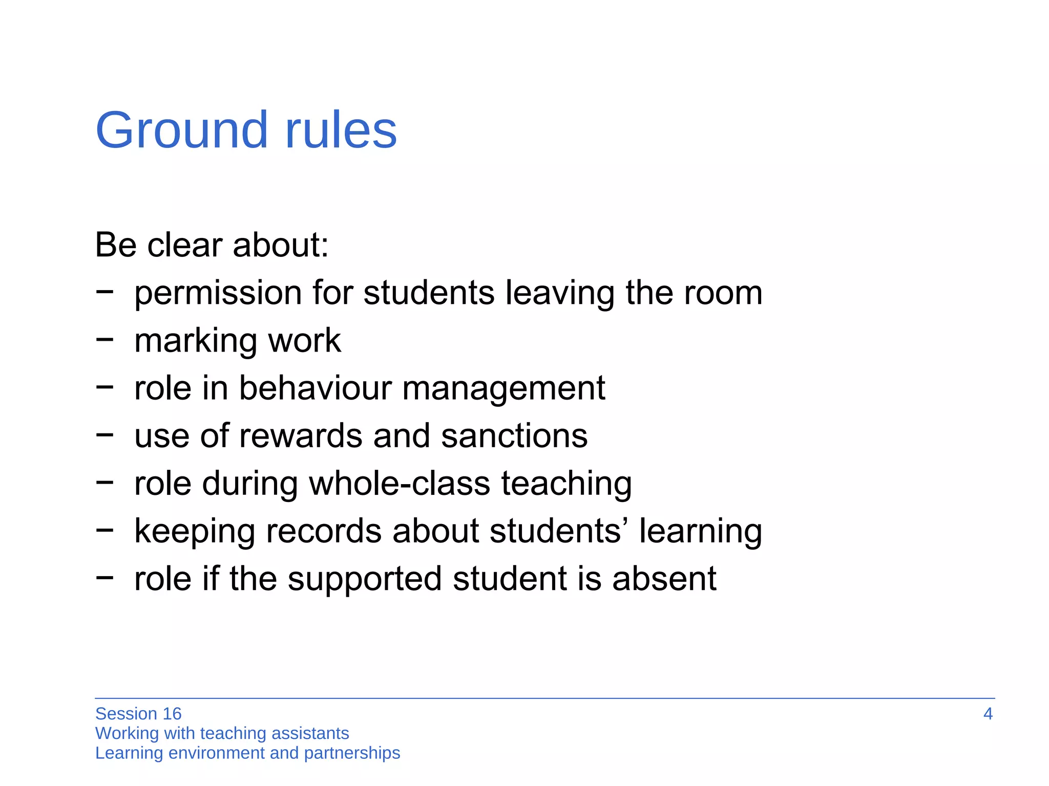 Working With Teaching Assistants - Session Sixteen | PPT