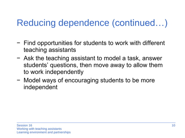 Working With Teaching Assistants - Session Sixteen | PPT | Special ...