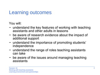 Working With Teaching Assistants - Session Sixteen | PPT