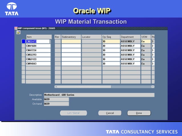 Oracle 11i Work In Process Training Presentation.ppt | Business ...