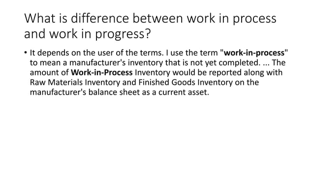 Work in progress (wip | PPTX