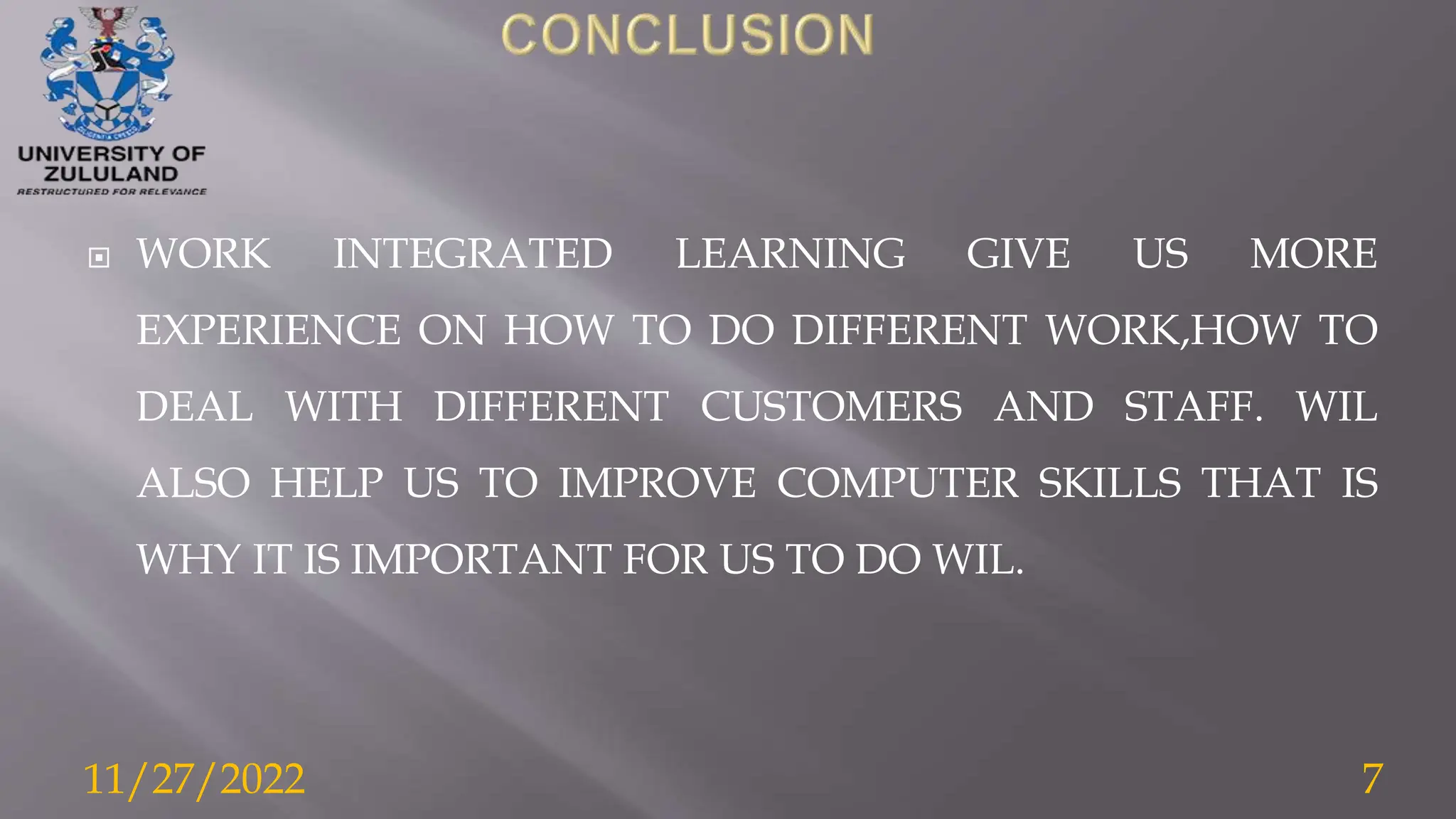 WORK INTEGRATED LEARNING EXPERIENCE UNDERTAKEN AT.pptx